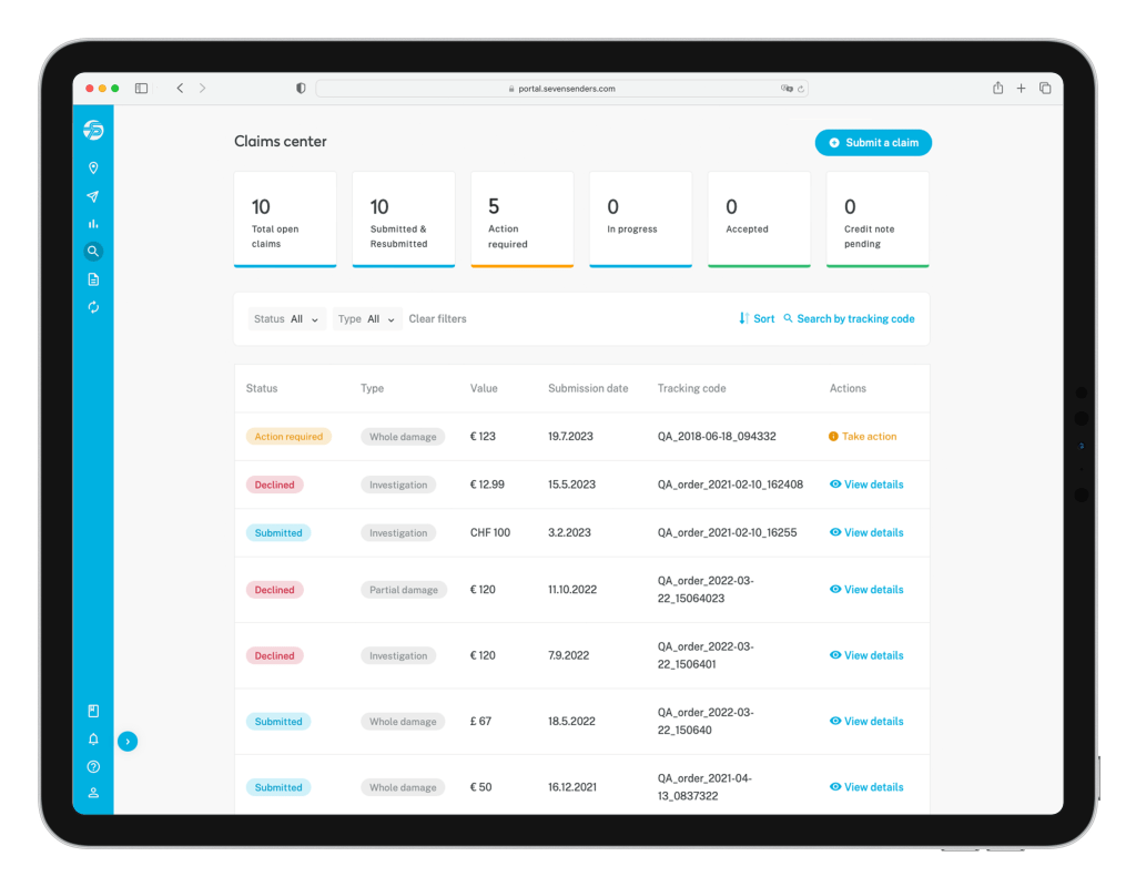 Claims Center - Seven Senders